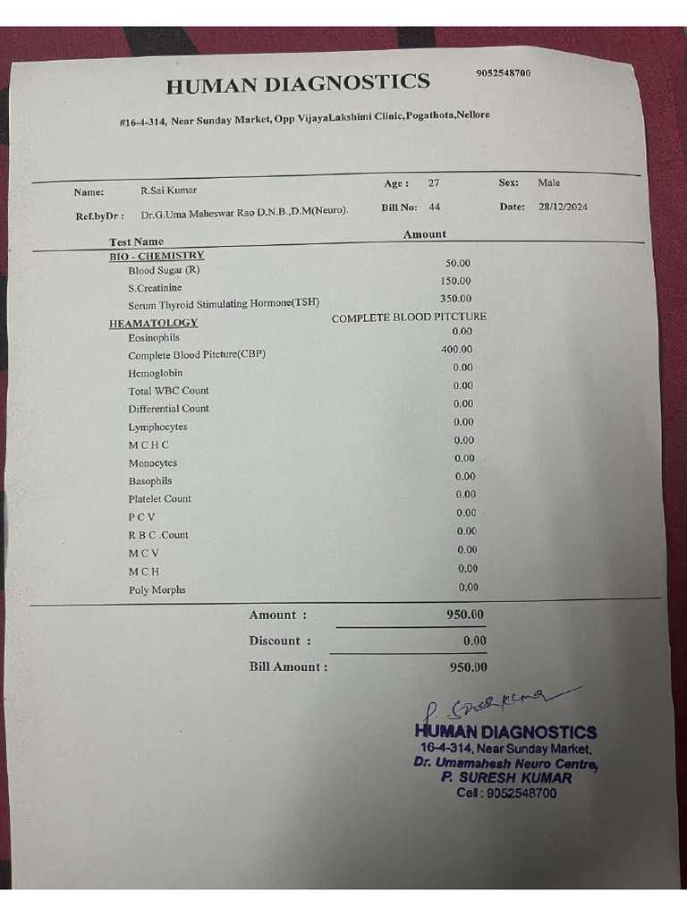 Lab Bill | PDF