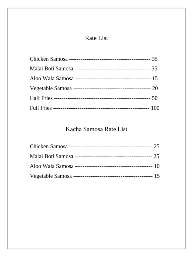 Rate List | PDF