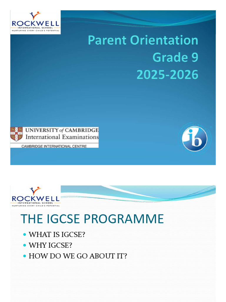 Parent Orientation - Grade 9 Subject Choice Cambridge | PDF ...