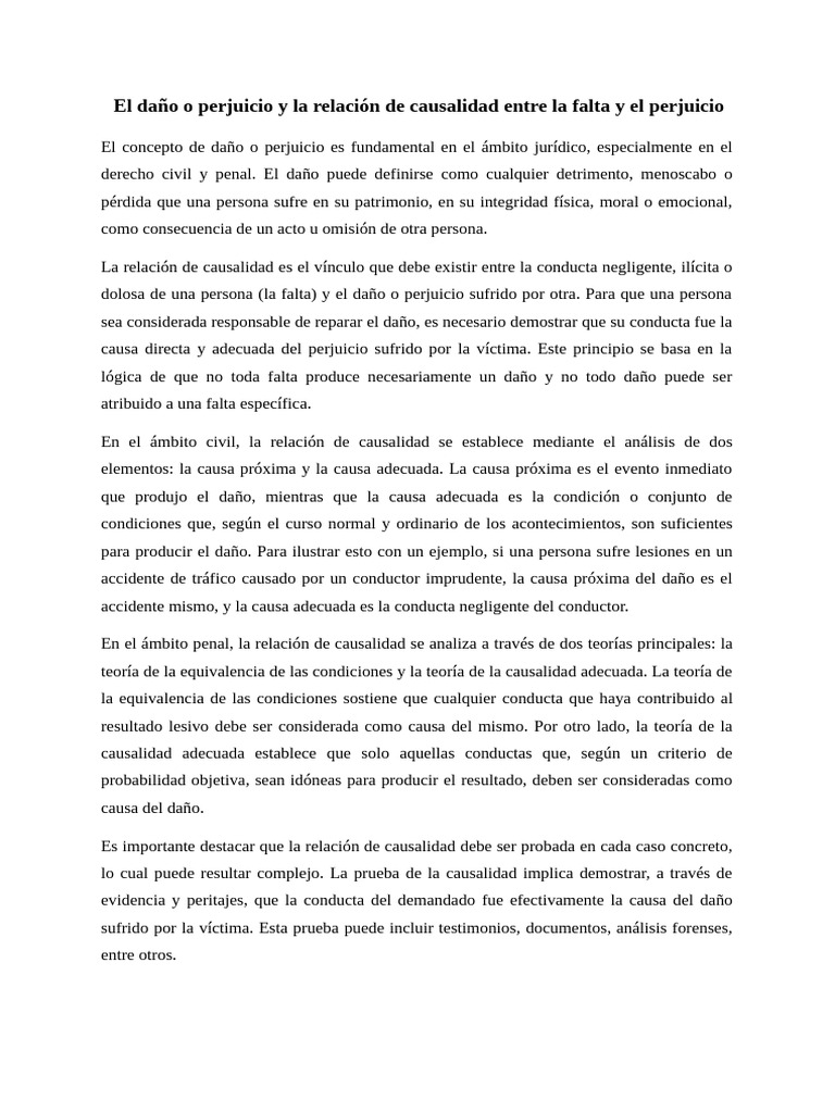responsabilidad civil tarea 4 | PDF | Causalidad