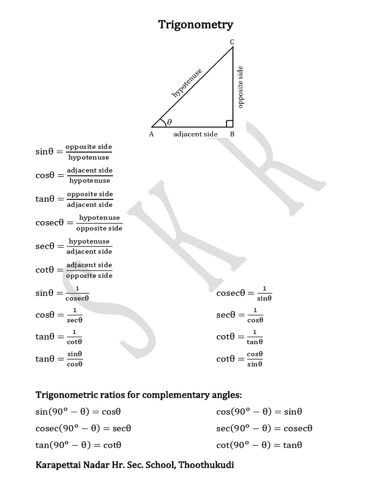 Trigonometry Formula | PDF