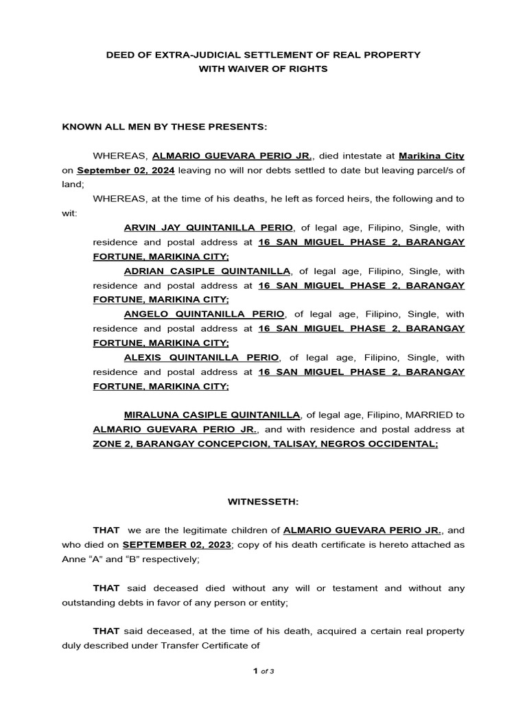 Extra-Judicial Settlement of Estate | PDF | Private Law | Common Law