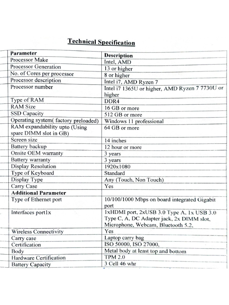 Laptop Specifications | PDF