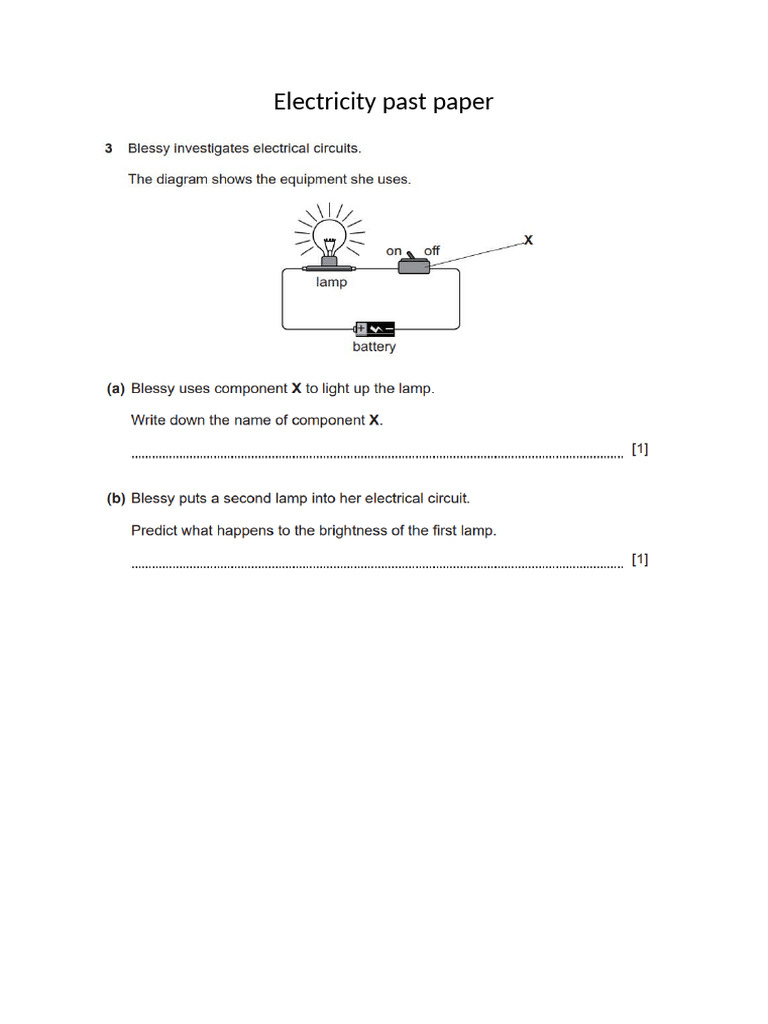 Electricity past paper | PDF