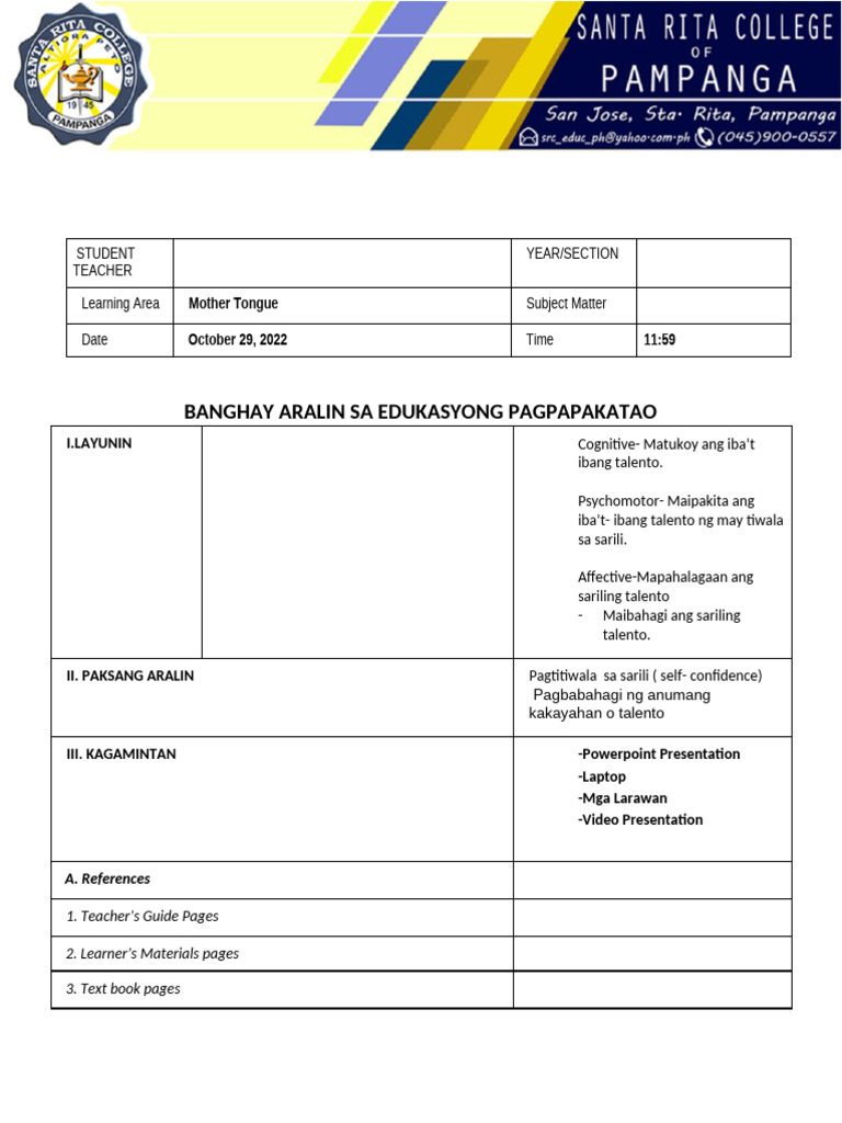 Sample Lesson Plan | PDF