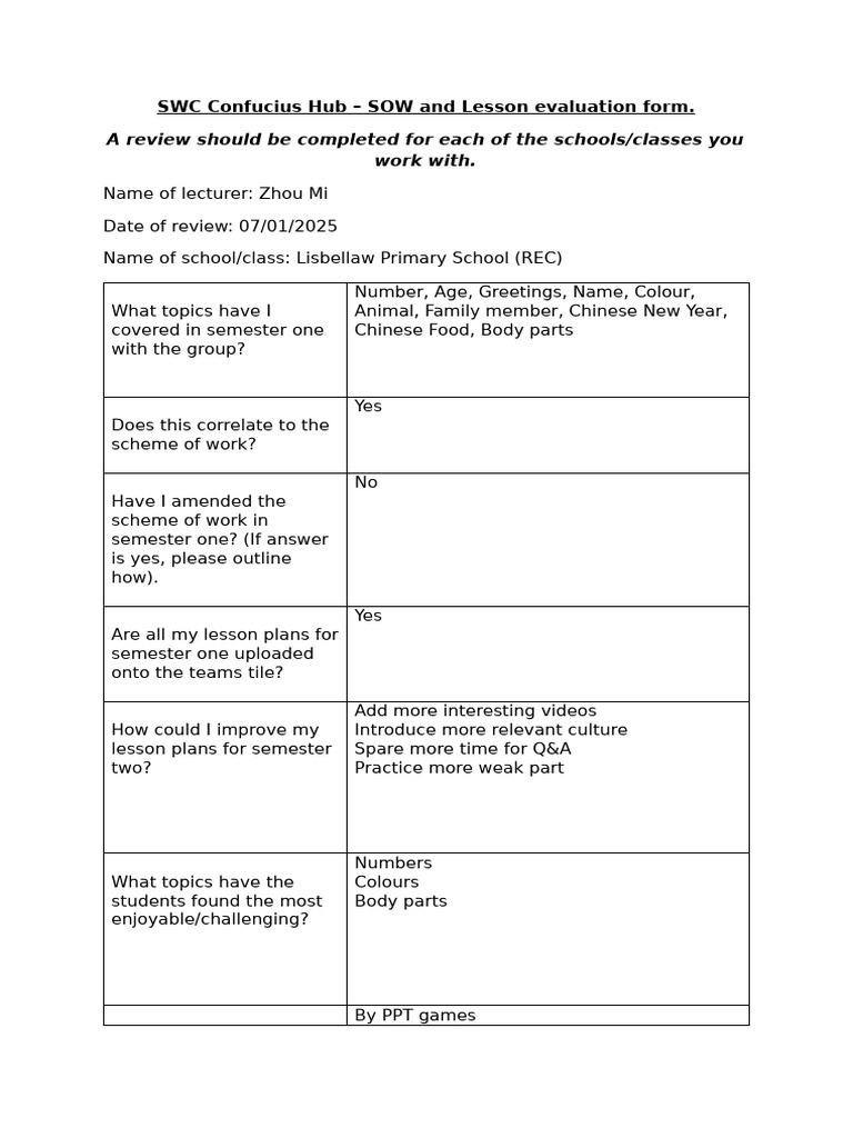 REC Lesson Plan Evaluation 2025 | PDF | Human Communication