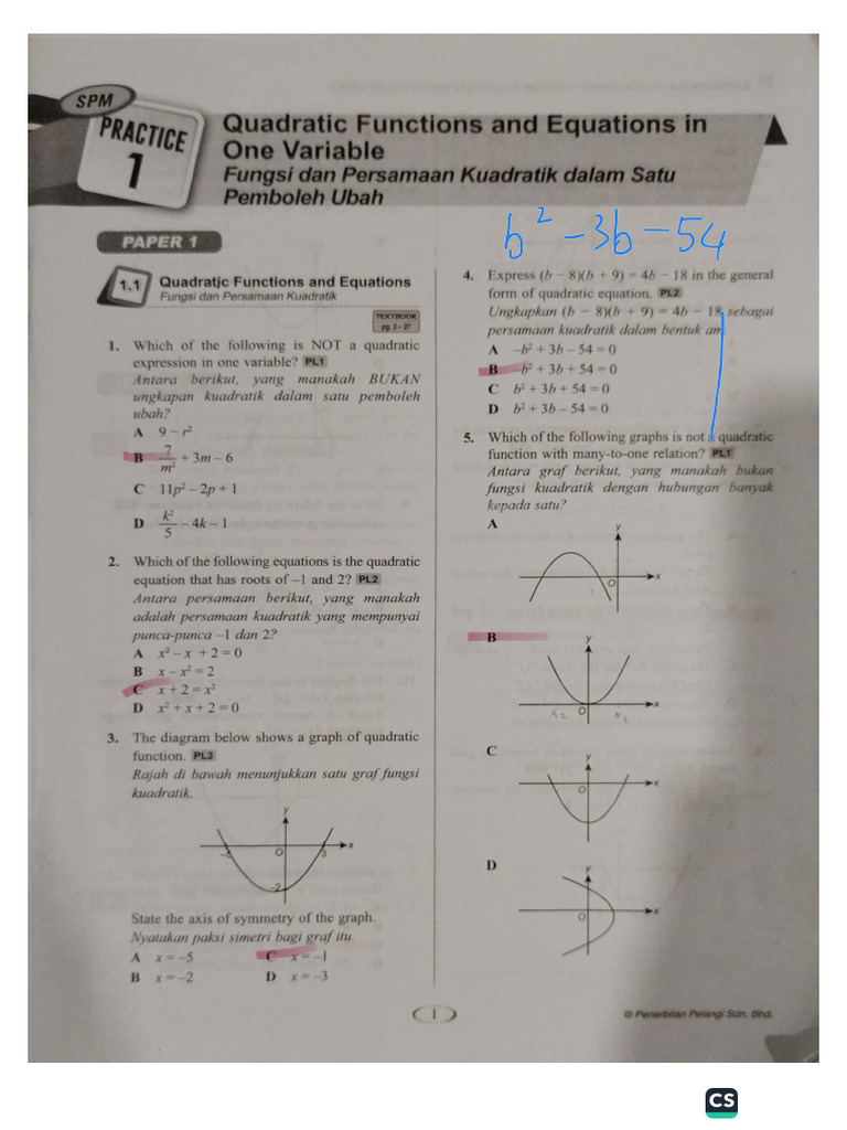 Matematik F4 Latihan Bab 1 | PDF