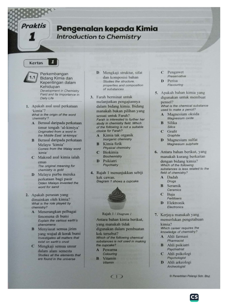 Ujikaji Kimia F4 Penggal 1 | PDF