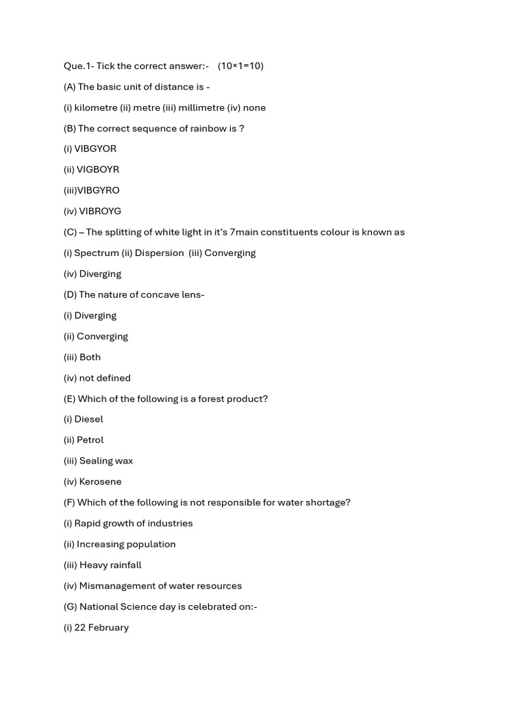 Annual examination sample paper class 7th science | PDF | Speed