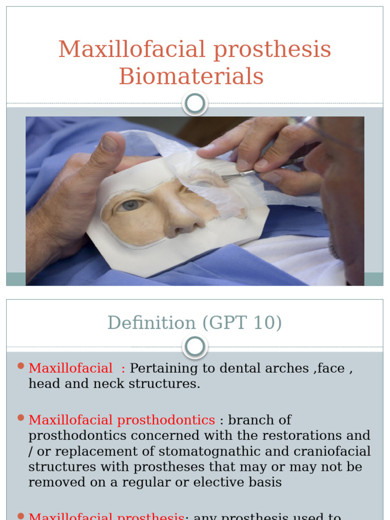 Maxillofacial Prosthesis Biomaterials | PDF | Dental Implant | Silicone