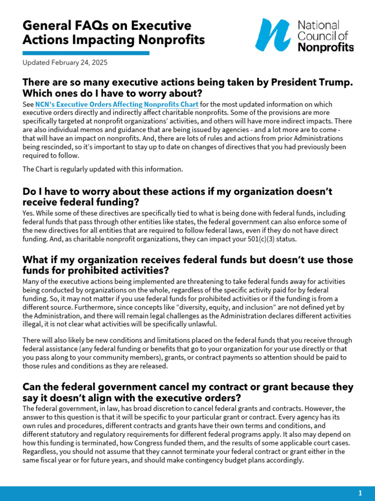 Impact of Executive Actions on Nonprofits | PDF | 501(C) Organization ...