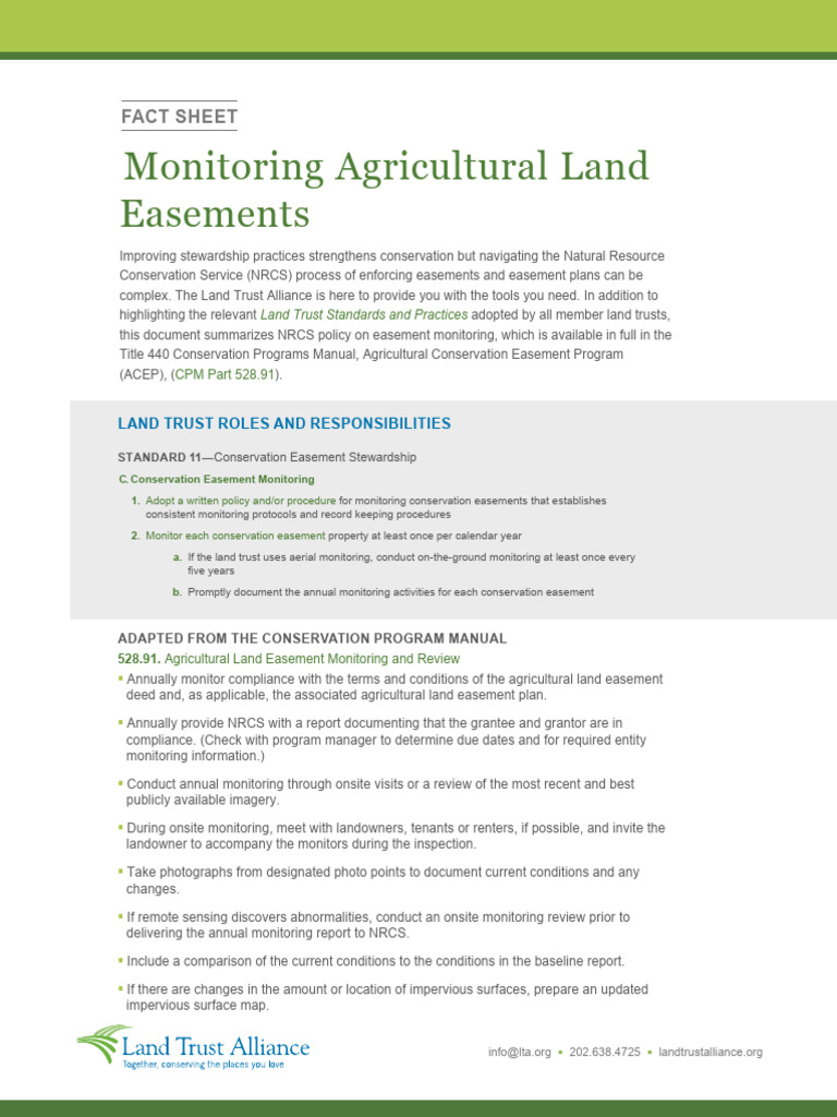 Monitoring Agricultural Land Easements | PDF | Natural Resources ...