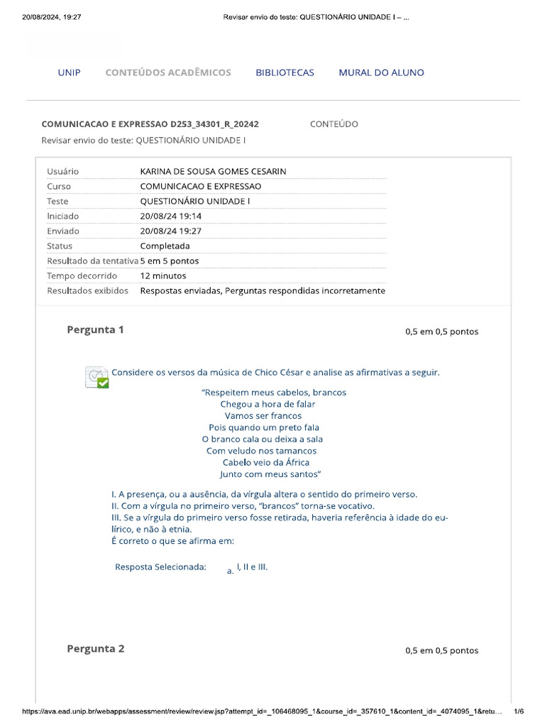 NP1 Questionario 1 | PDF