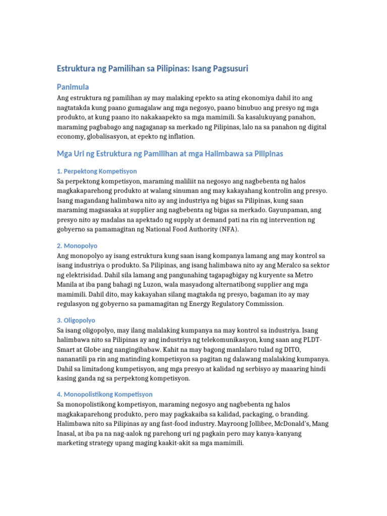 Estruktura NG Pamilihan Pilipinas | PDF