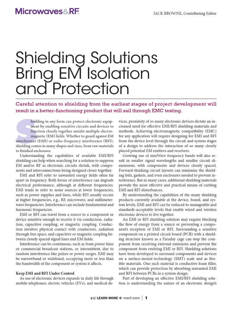 Effective EMI/RFI Shielding Solutions | PDF | Electromagnetic ...
