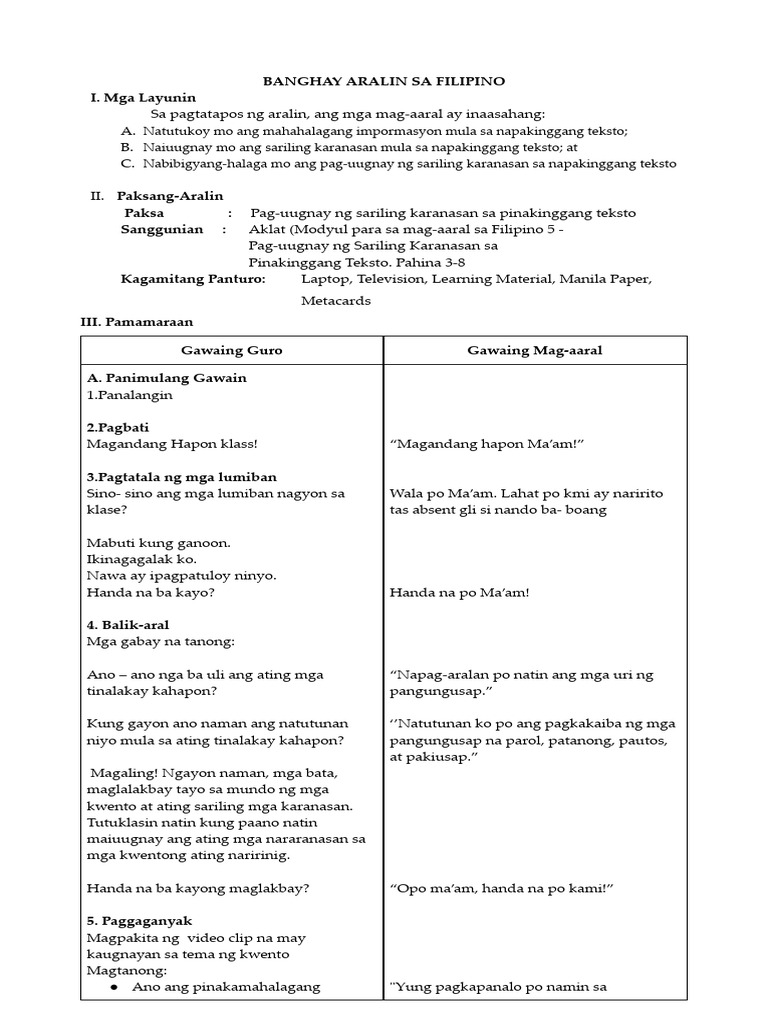 EDM 327_8 FILIPINO Lesson Plan.docx | PDF