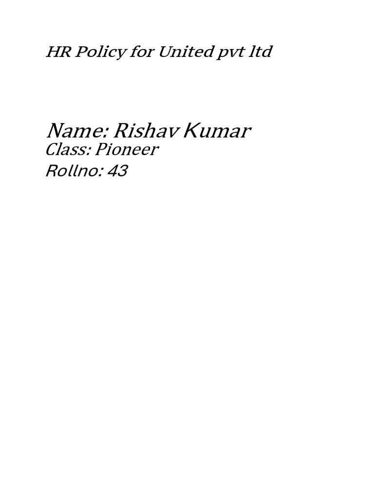 HR Policy For V-RUB Rishav Kumar | PDF | Employment | Discrimination