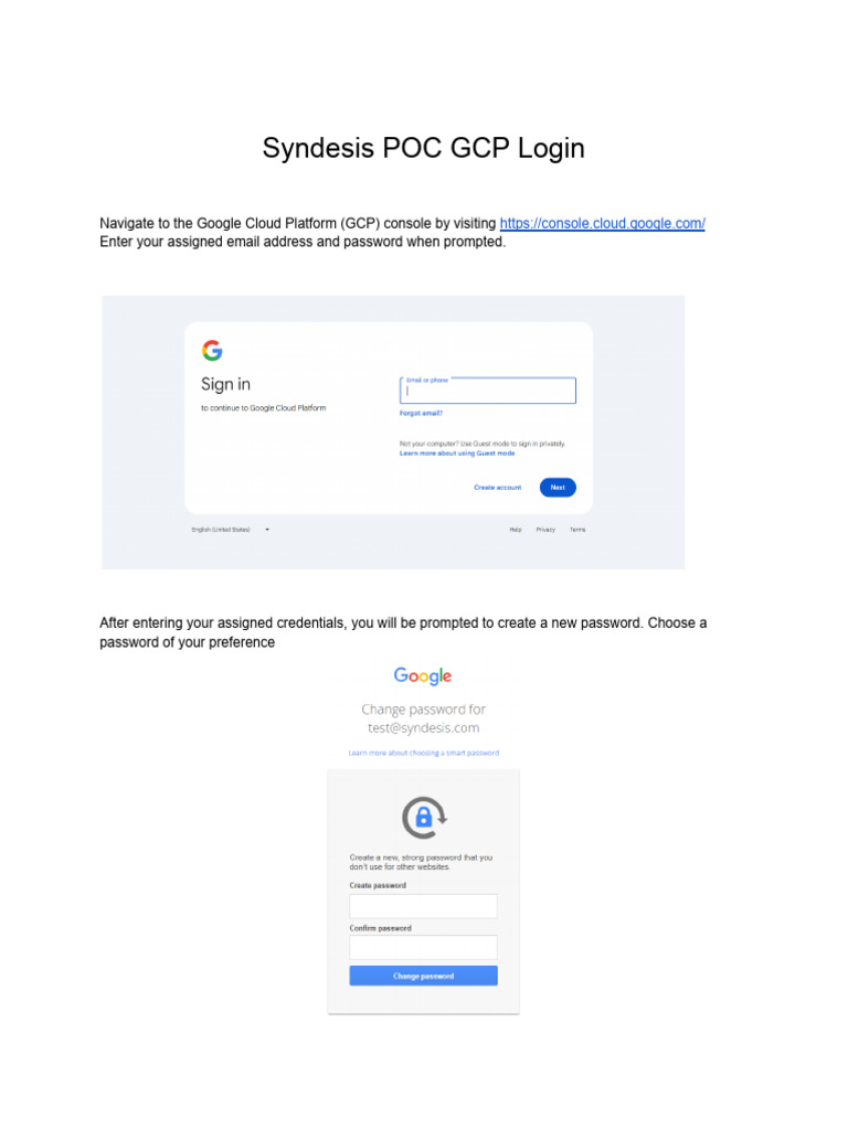 Google Cloud Platform Login Guide | PDF