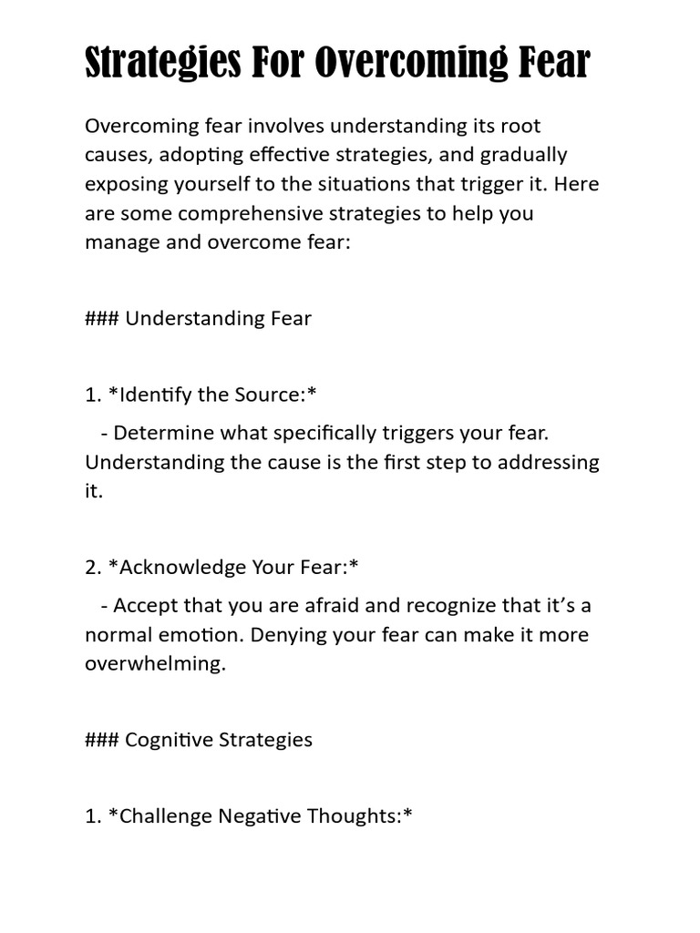 Strategies For Overcoming Fear | PDF | Fear | Anxiety