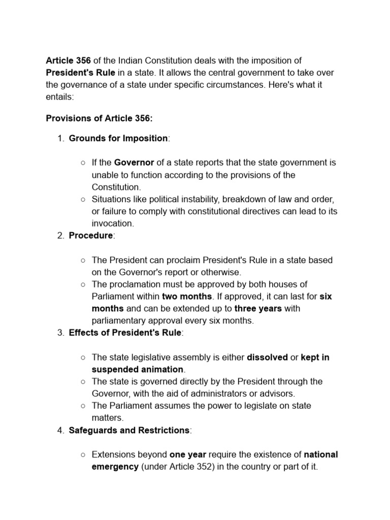 Article 356 | PDF