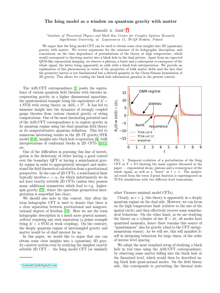 Ising Model Insights on Quantum Gravity | PDF | Black Hole | Gauge Theory