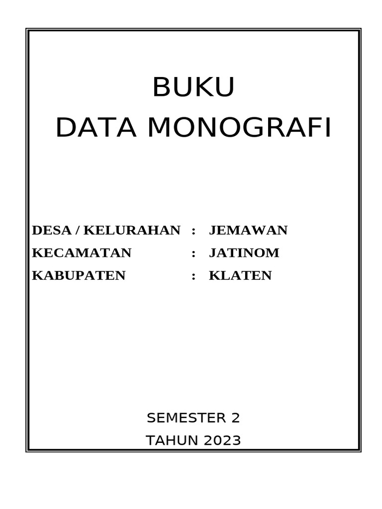 Data Monografi Desa Jemawan Klaten 2023 | PDF