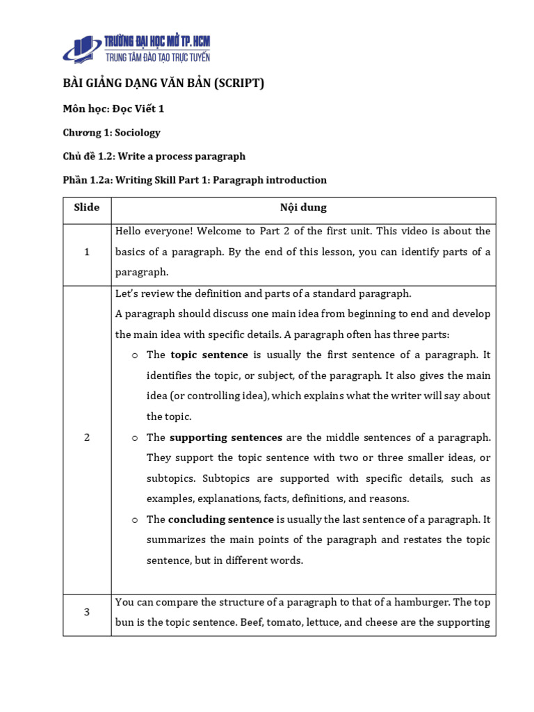 DV1-B1-Writing Skill Part 1 Paragraph introduction | PDF | Paragraph | Human Communication