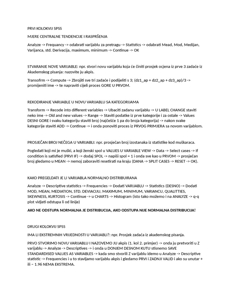 SPSS I. I Ii. Kolokvij | PDF