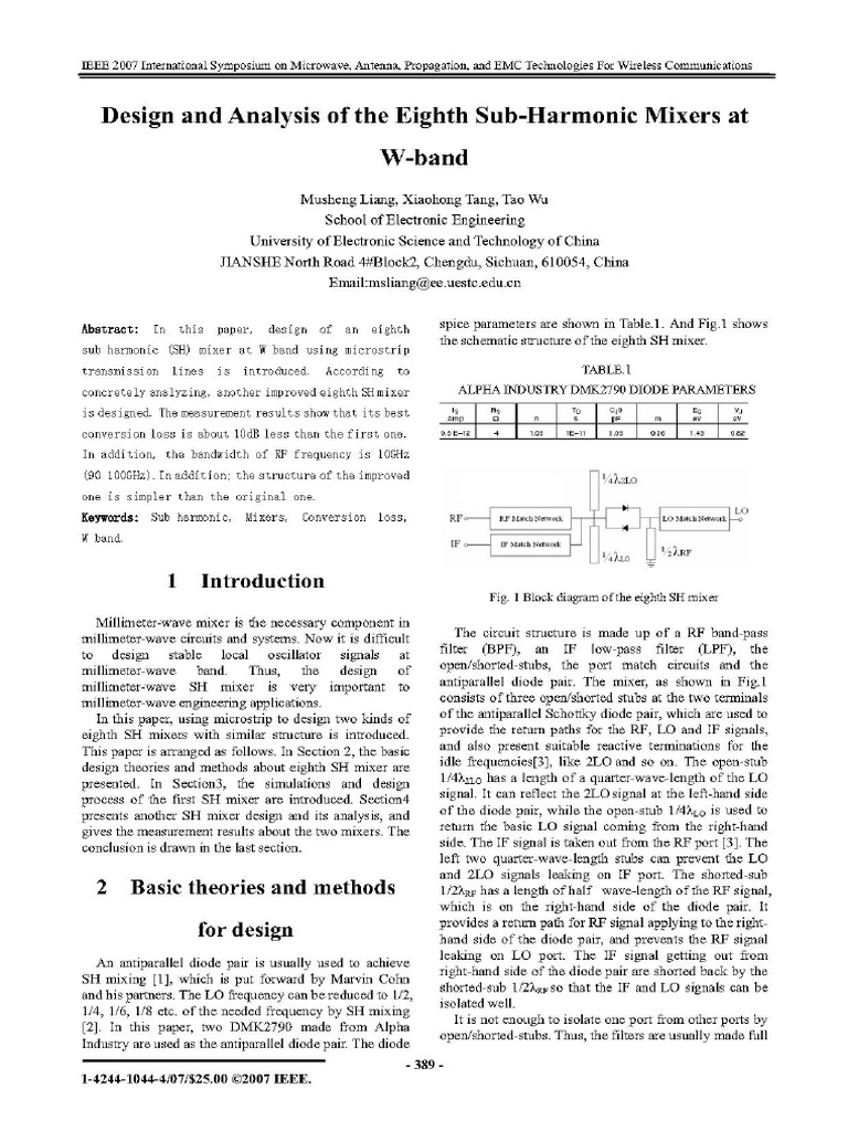 Eighth Sub-Harmonic Mixer Design | PDF | Microwave | Electronic Filter