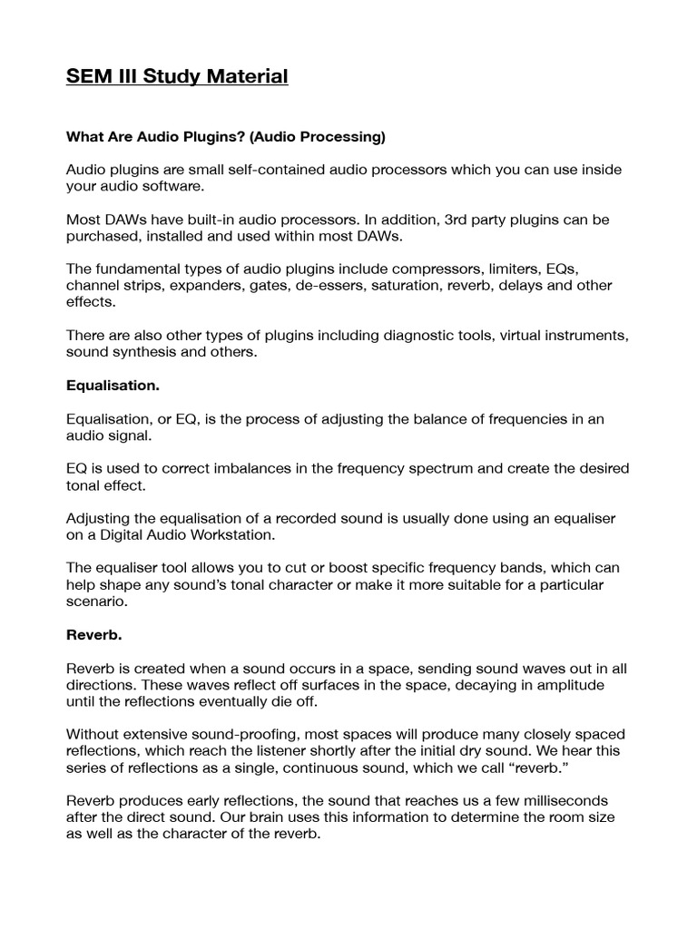 Sem III Sound Recording & Design | PDF | Equalization (Audio) | Sound