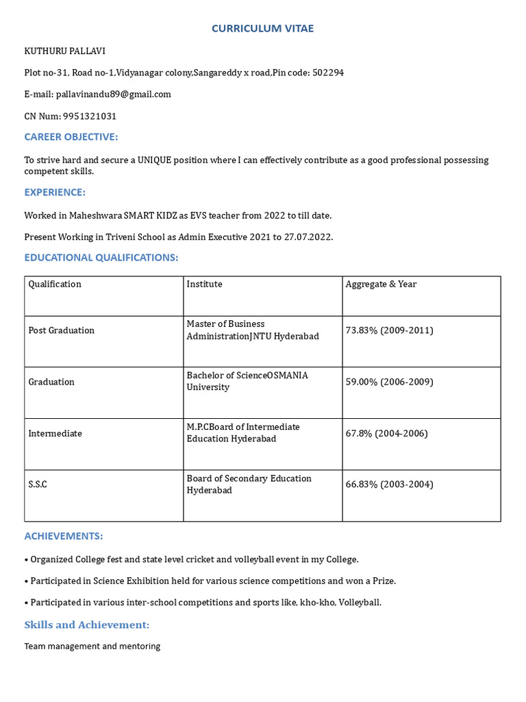 Curriculum Vitae Pandala Pallavi Formatted - Docx 20250201 115010 0000 ...