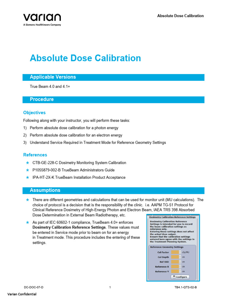 Absolute Dose Calibration | PDF | Dosimetry | Calibration