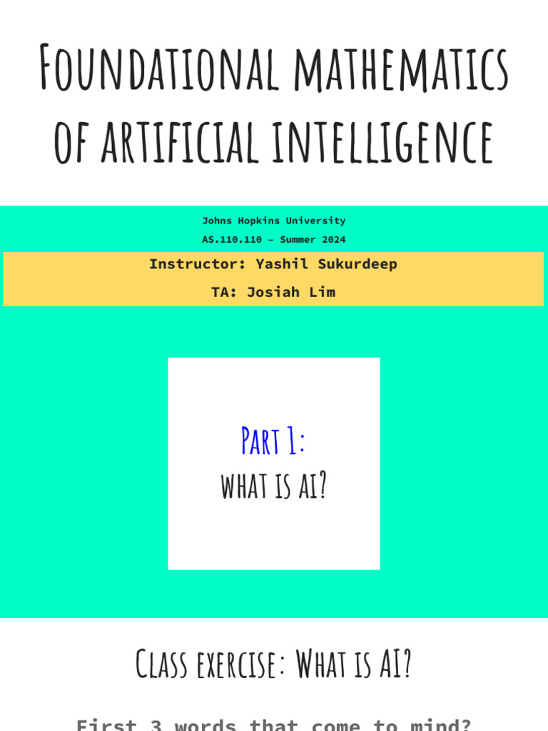 Foundational Mathematics of Artificial Intelligence - Introduction ...