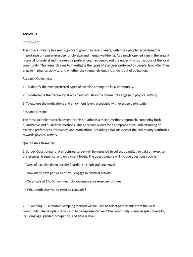 Community Exercise Preferences Study | PDF | Focus Group | Survey ...