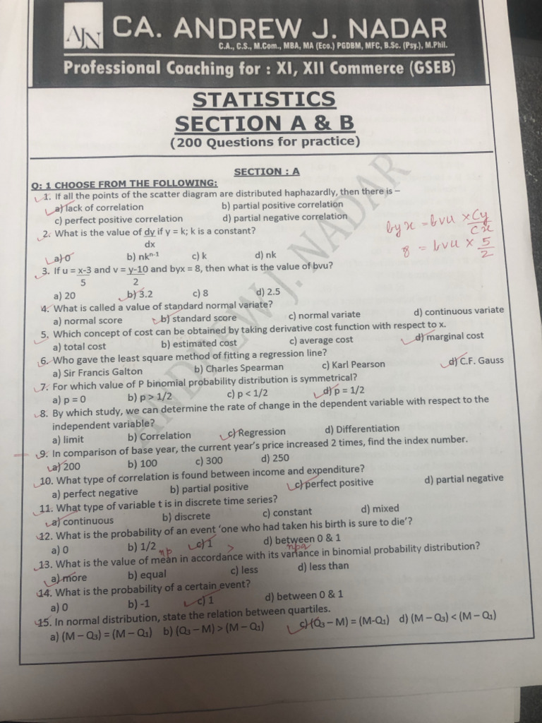 Stats Answer Key | PDF
