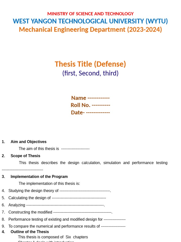 Mechanical Engineering Thesis Overview | PDF