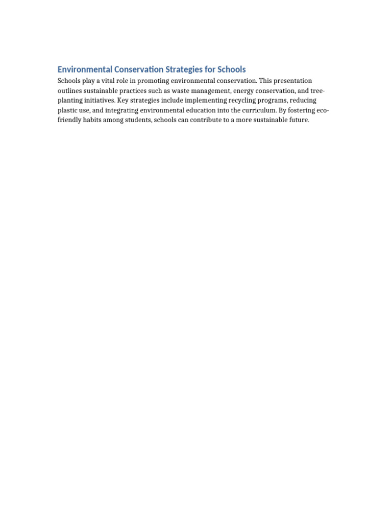 Strategies for School Environmental Conservation | PDF