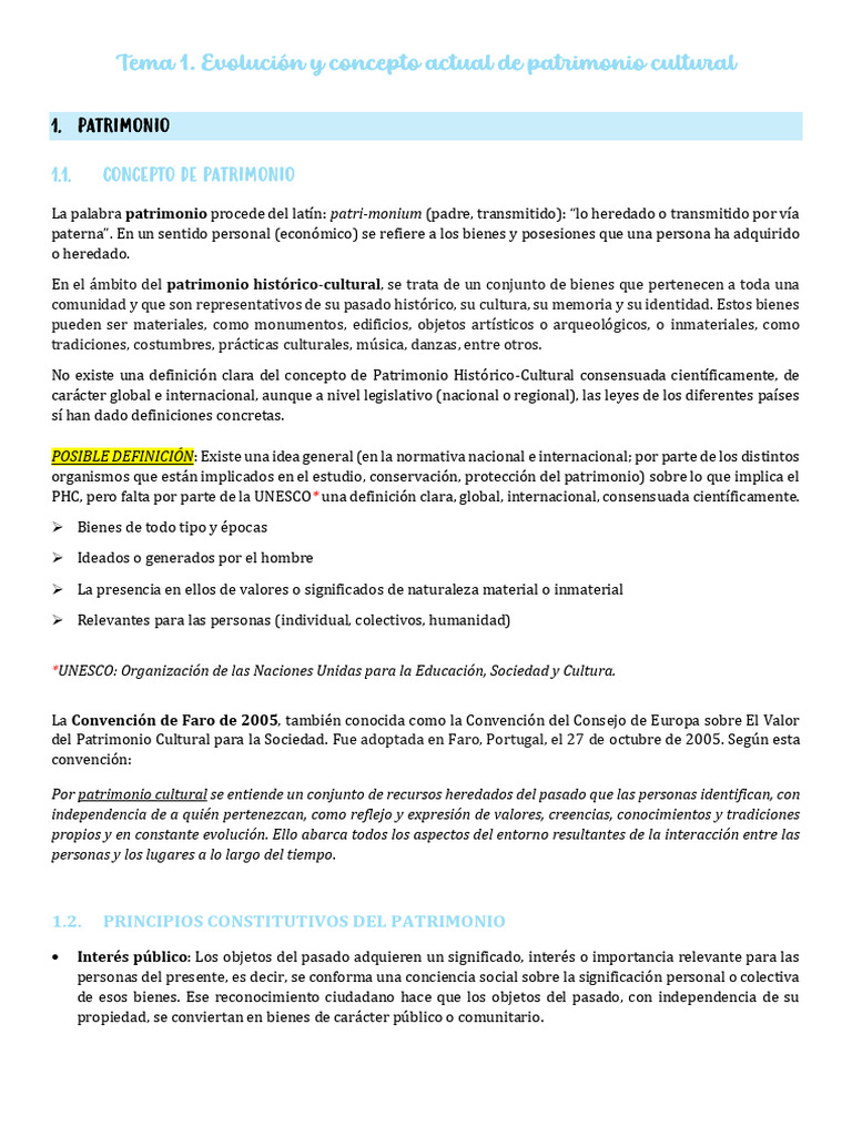 Tema 1. Evolución y concepto de patrimonio | PDF | Museo | Patrimonio cultural