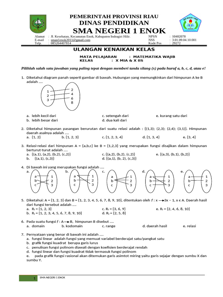 Soal Us MTK W X Genap 2023 | PDF