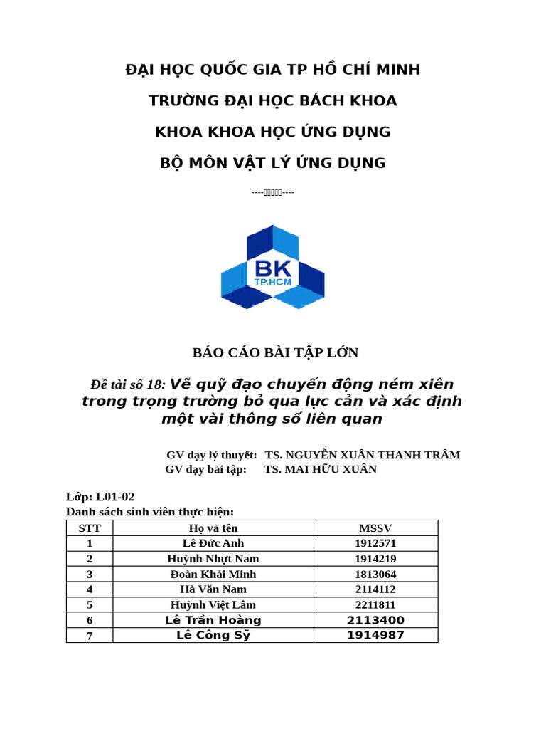 Báo Cáo BTL VL1 | PDF