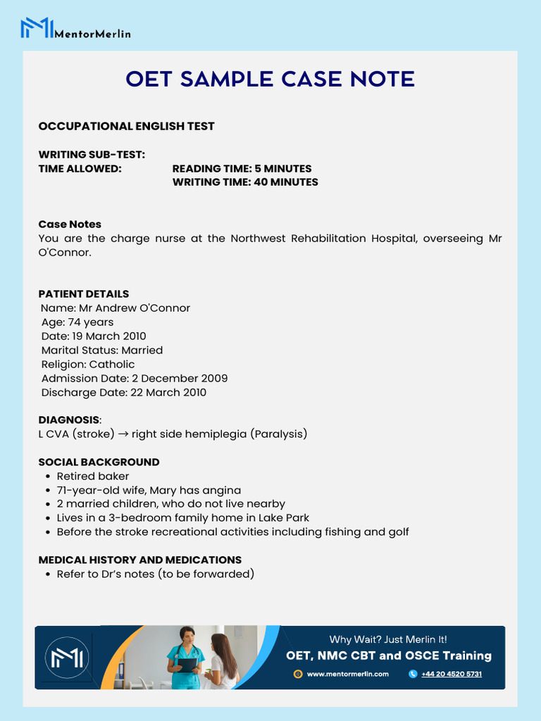 Mentor Merlin's Case Note | PDF | Physical Therapy | Hospital