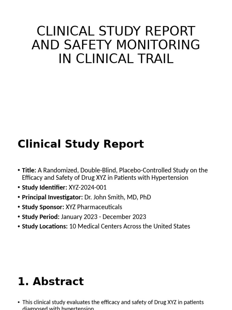 Clinical Study Report and Safety Monitoring in Clinical | PDF ...