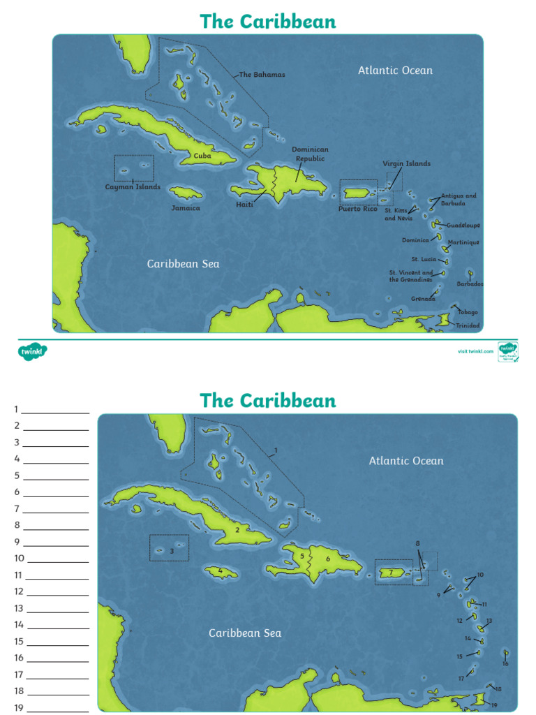 Caribbean Islands and Geography Map | PDF | Caribbean
