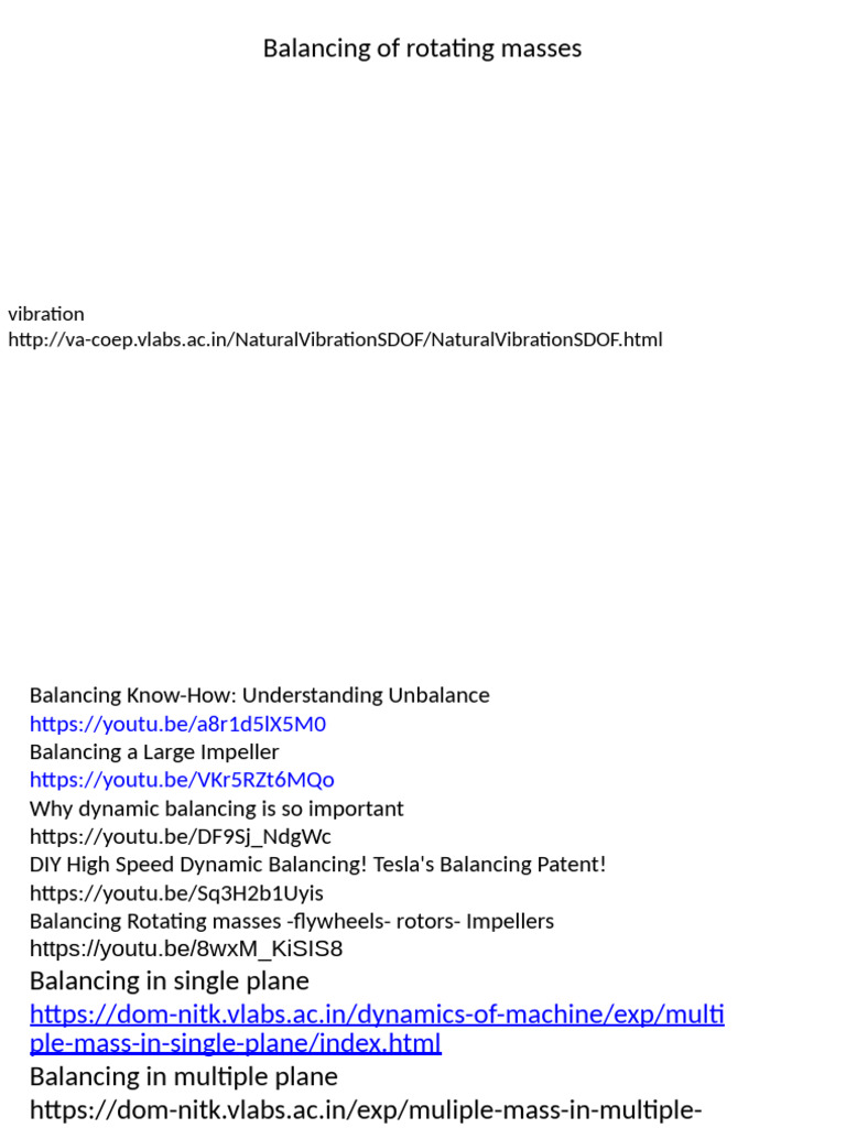 Balancing of Rotating Masses | PDF | Force | Rotation