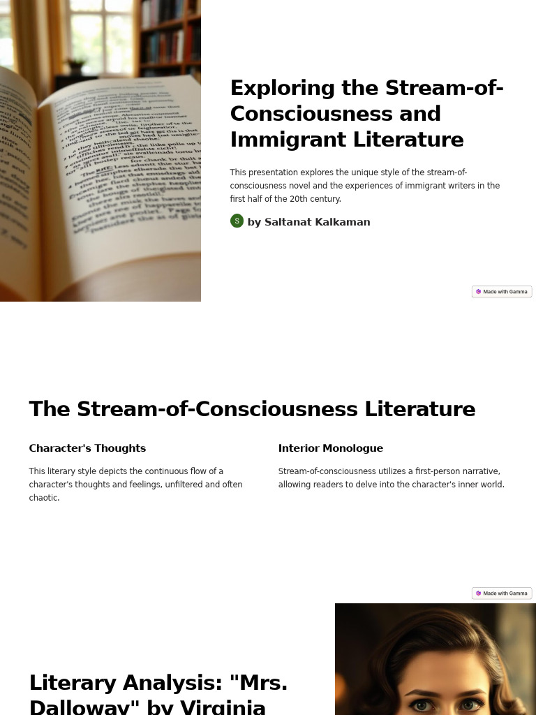 Stream-of-Consciousness in Immigrant Literature | PDF