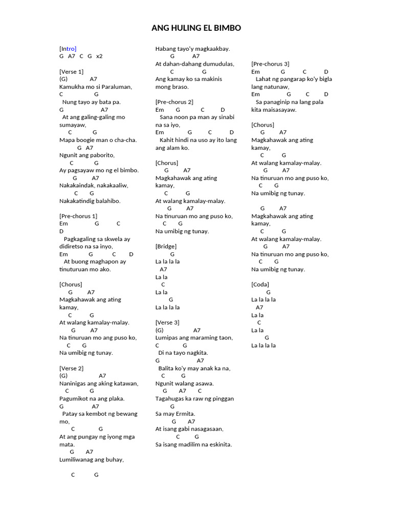 Ang Huling Elbimbo Chords | PDF