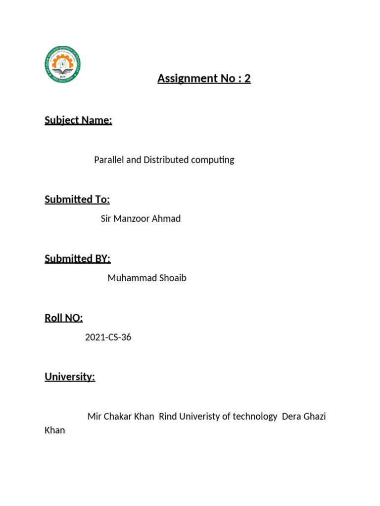 Assignment No .2.applications of GPUs in Parallel and Distributed Computing | PDF | Computer ...