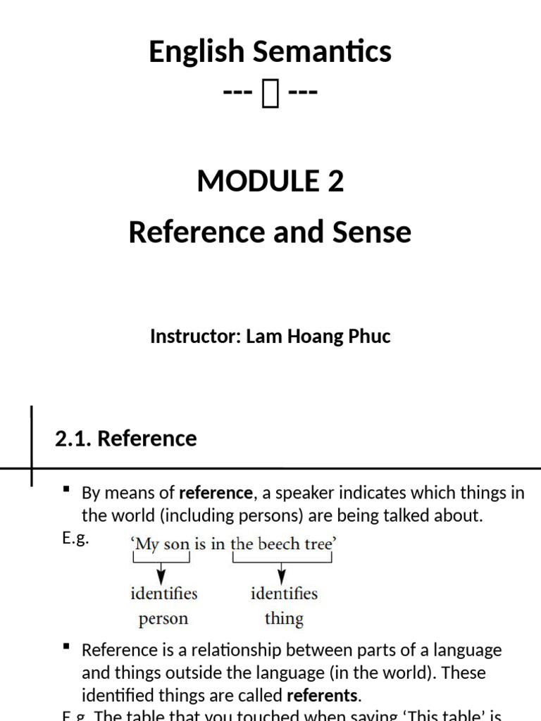 2. Reference and Sense | PDF | Word | Semantics