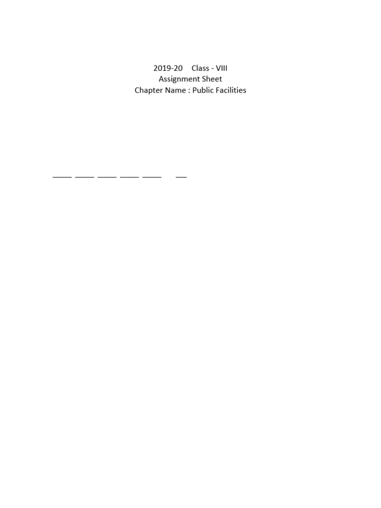 Class 8 Assignment on Public Facilities | PDF