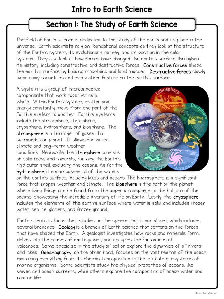 Section 1a Study of Earth Science | PDF | Earth Sciences | Earth